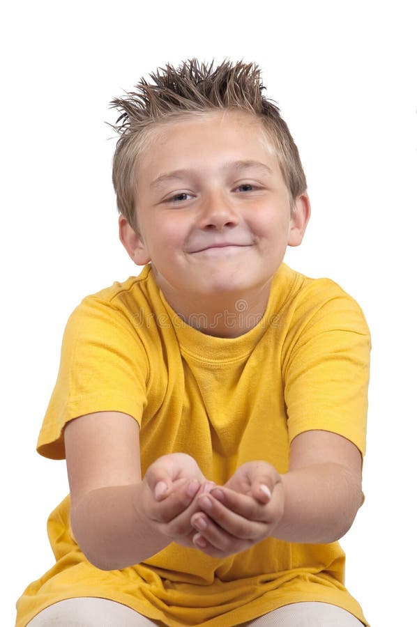 Boy hold out empty hands stock photo. Image of hold, caucasian - 14840966