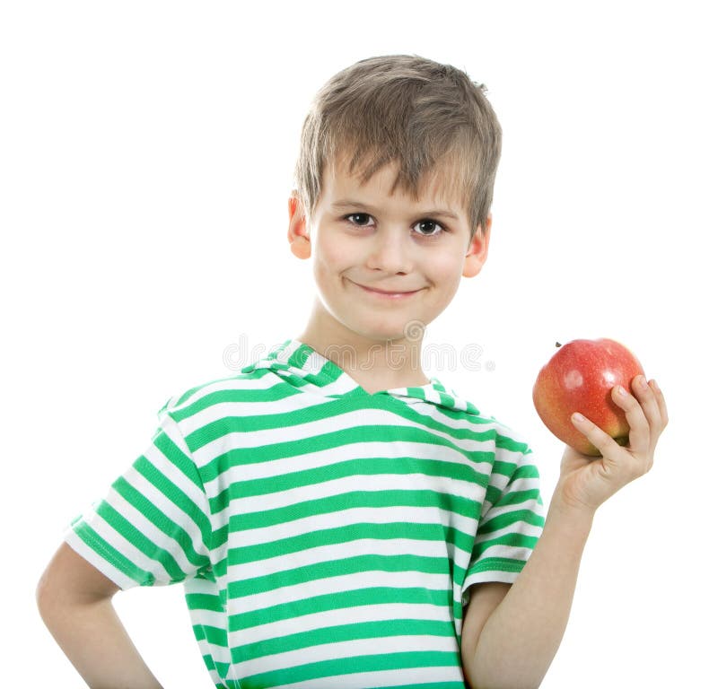 Boy holding an apple stock photo. Image of childhood - 13274906