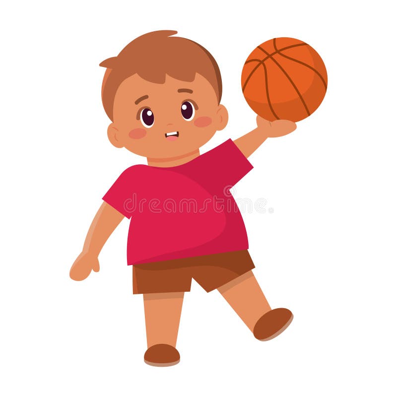Boy Holding Basketball. Vector Stock Vector - Illustration of energetic ...