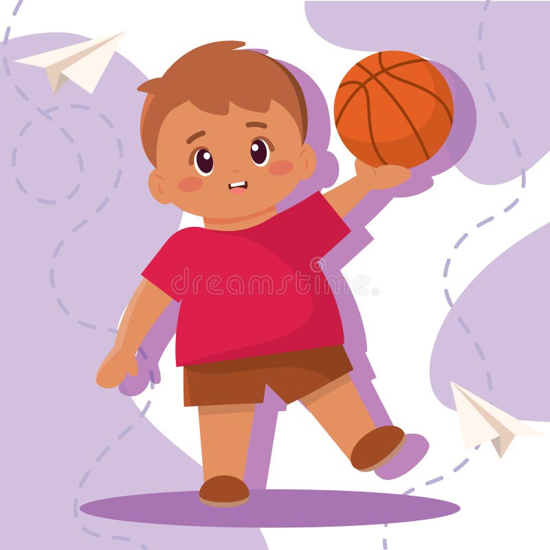 Boy Holding Basketball. Vector Stock Illustration - Illustration of ...