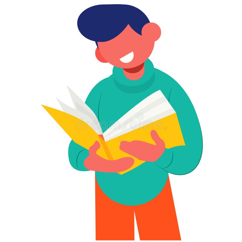 Boy Holding Book, Student Flat Vector Illustration. Stock Vector ...