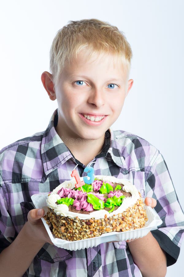 Boy holding a cake stock image. Image of kids, happy - 57131139