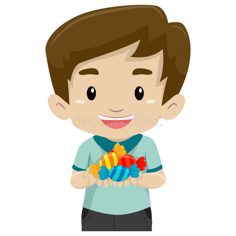 Boy holding candies stock vector. Illustration of plastic - 68003530