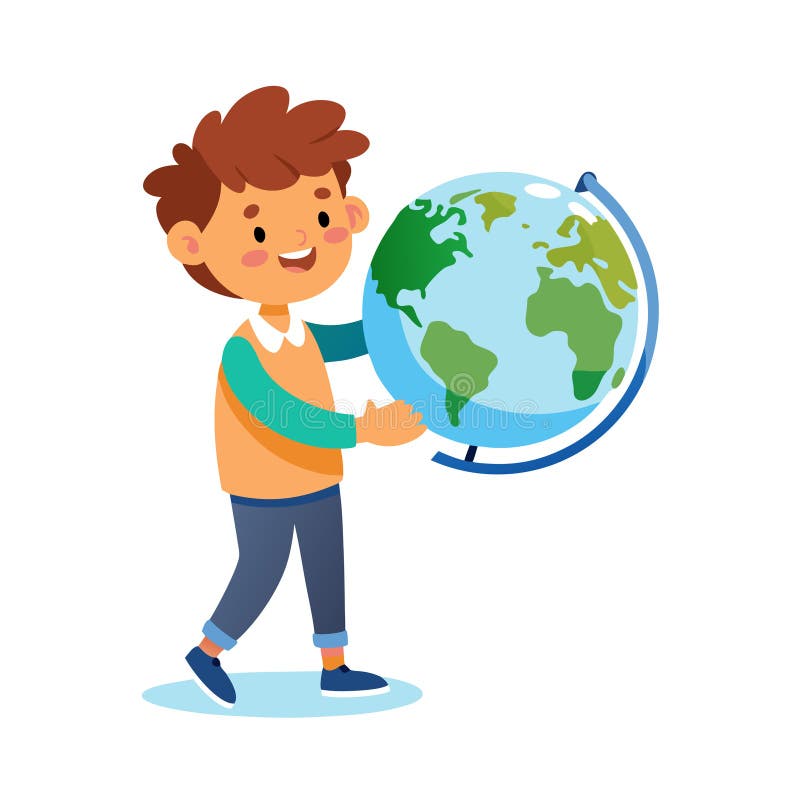 Happy Boy Holding Globe Stock Illustrations – 1,039 Happy Boy Holding ...