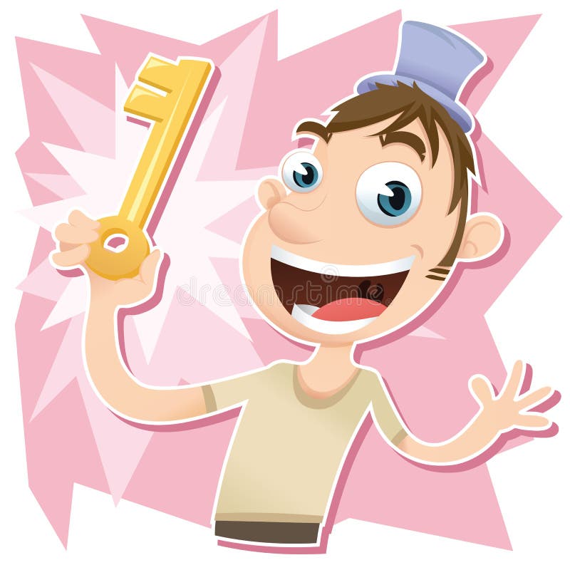 Boy with big key stock illustration. Illustration of estate - 19726869