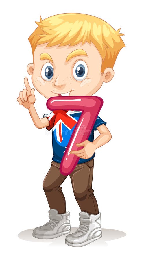 Boy Holding Number Seven Stock Illustrations – 22 Boy Holding Number ...