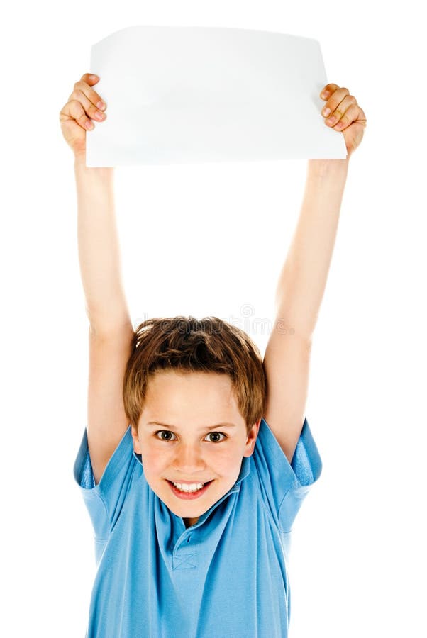 Boy holding paper stock photo. Image of empty, child - 25816906