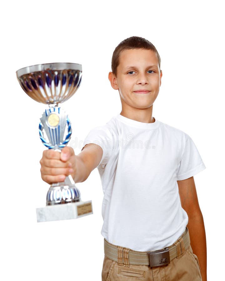 Boy with the gold medal stock image. Image of award, youth - 26689587