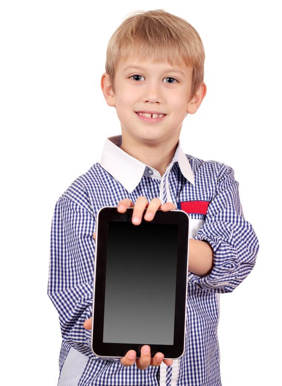 Boy holding tablet pc stock photo. Image of playing, smiling - 28932902