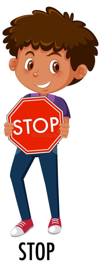 Boy Holding Stop Sign Stock Illustrations – 267 Boy Holding Stop Sign ...