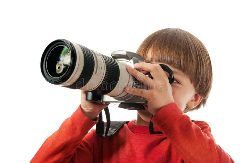 Asian Boy Looking through a Telescope Stock Photo - Image of shirt ...