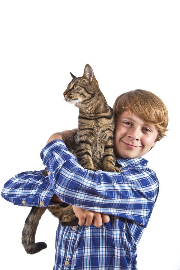 Handsome Boy Holding White Cat Stock Photos - Free & Royalty-Free Stock ...