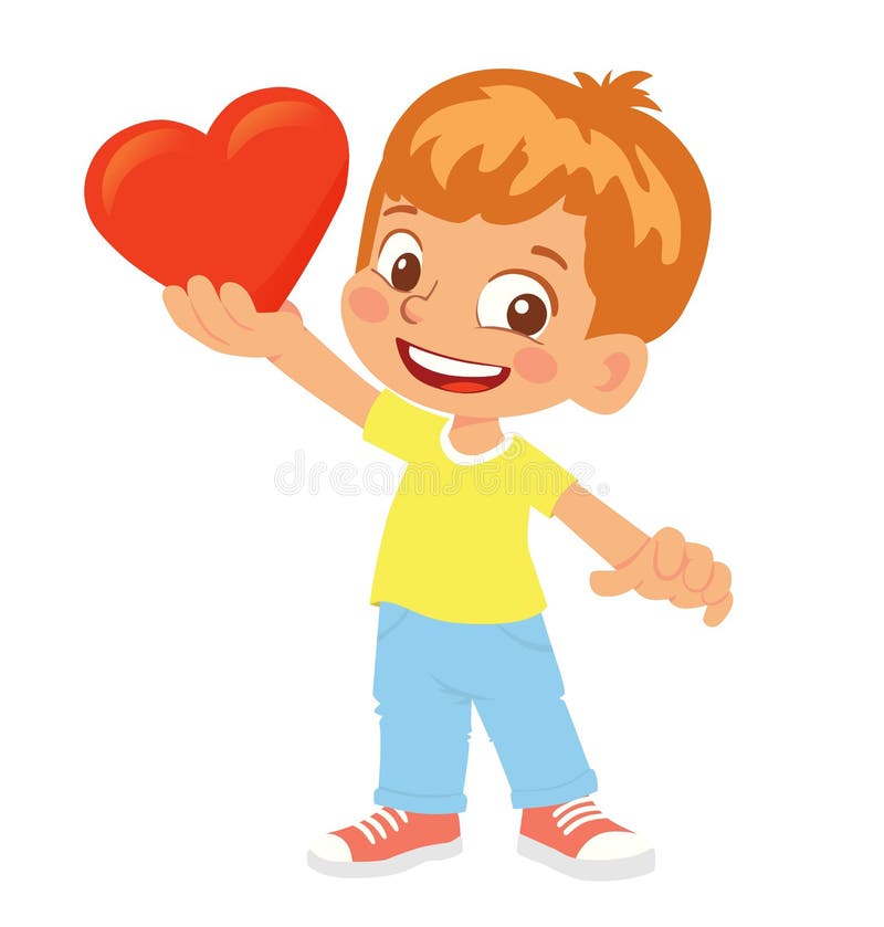 Boy holds heart stock illustration. Illustration of cute - 189879271