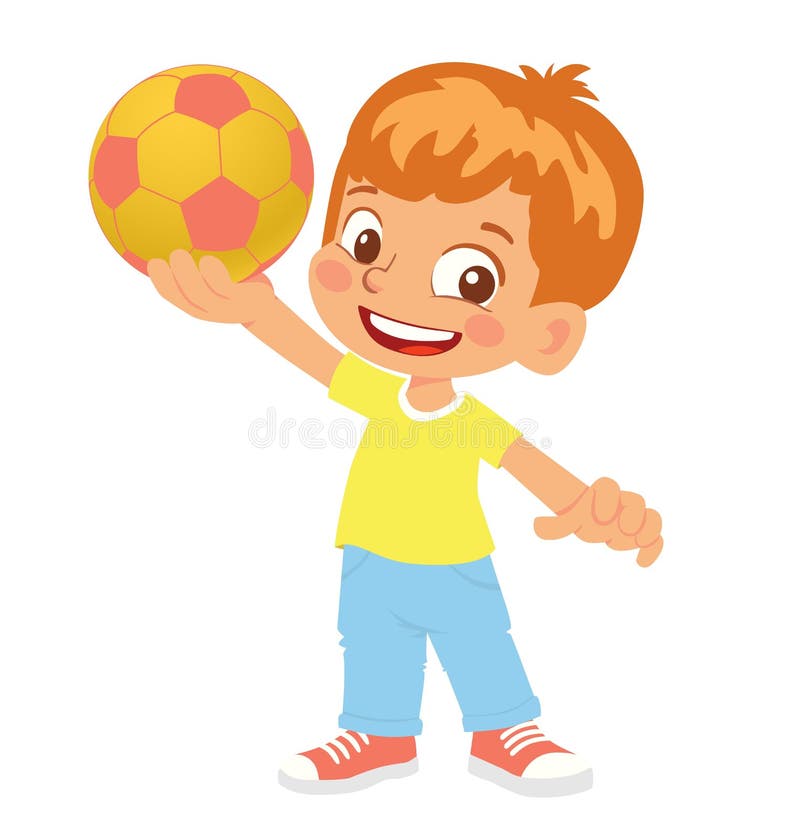 Boy holds a soccer ball stock illustration. Illustration of sport ... Boy holds a soccer ball stock illustration. Illustration of sport ...