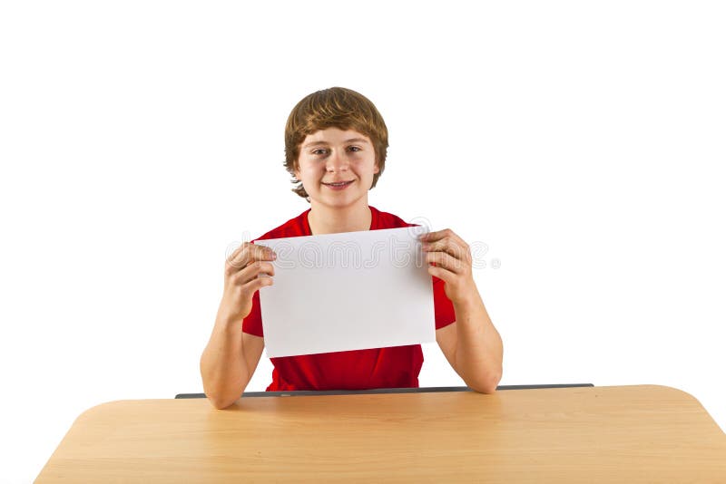 A Boy Holds Up a Sheet of Paper Stock Image - Image of knowledge, face ...