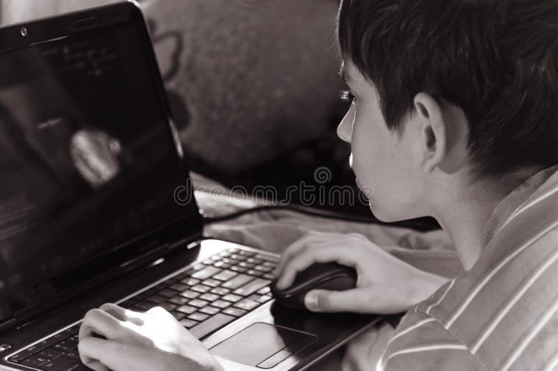 Boy and home computer stock image. Image of education - 38494819