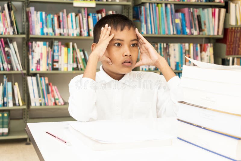 Boy and homework. stock image. Image of people, pencil - 121625405