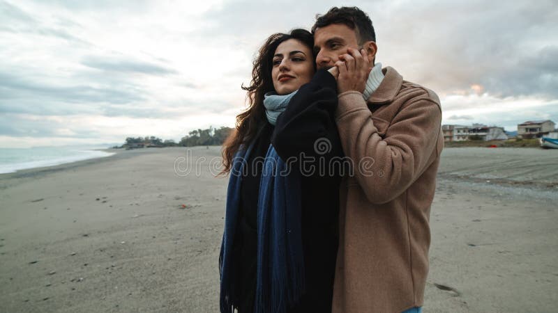 Boy Hug from Back His Girlfriend at Beach Stock Image - Image of lovely ...