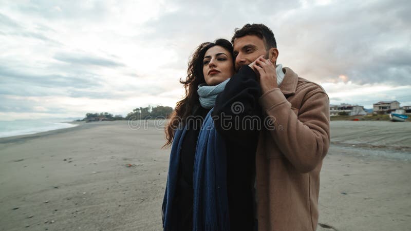 Boy Hug from Back His Girlfriend at Beach Stock Photo - Image of ...