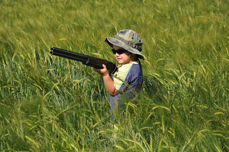 Boy with a Hunting Rifle in the Rye Stock Image - Image of food, child ...