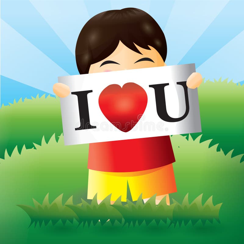 Boy with I Love U Sign. Vector Illustration Decorative Design Stock ...