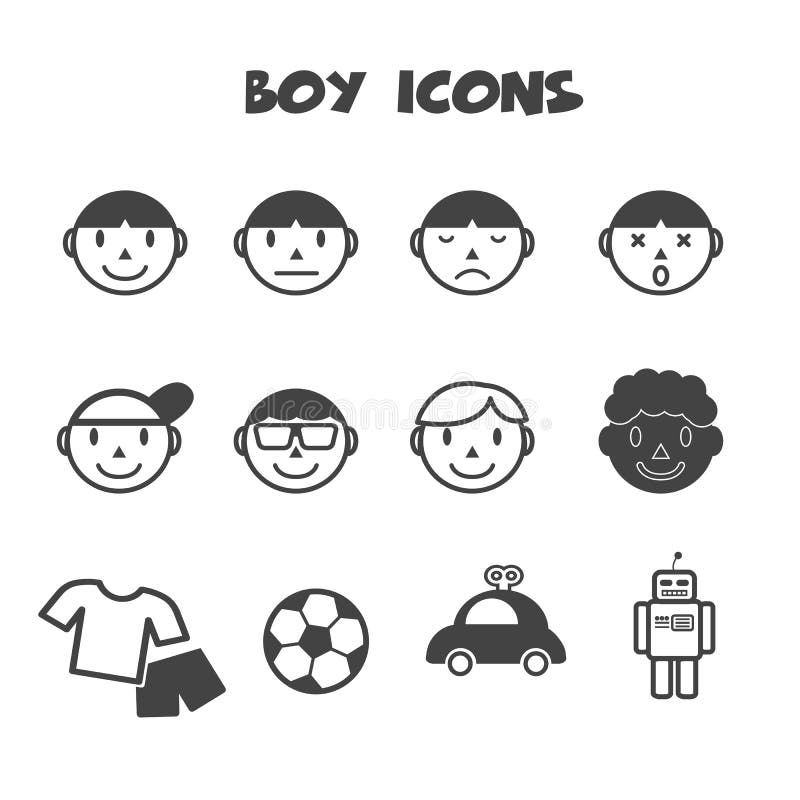 Boy icons stock vector. Illustration of clothing, mono - 41212637