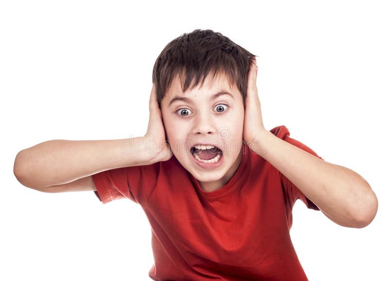 Boy Indignant, Shouts, Surprised Separately on White Background Stock ...