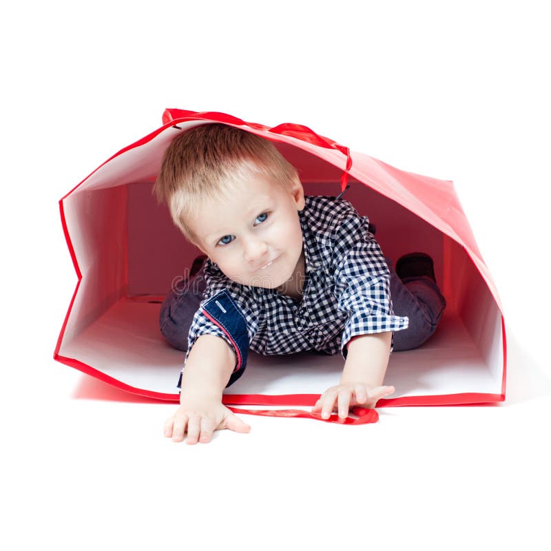 The boy inside packet stock photo. Image of beautiful - 111428506