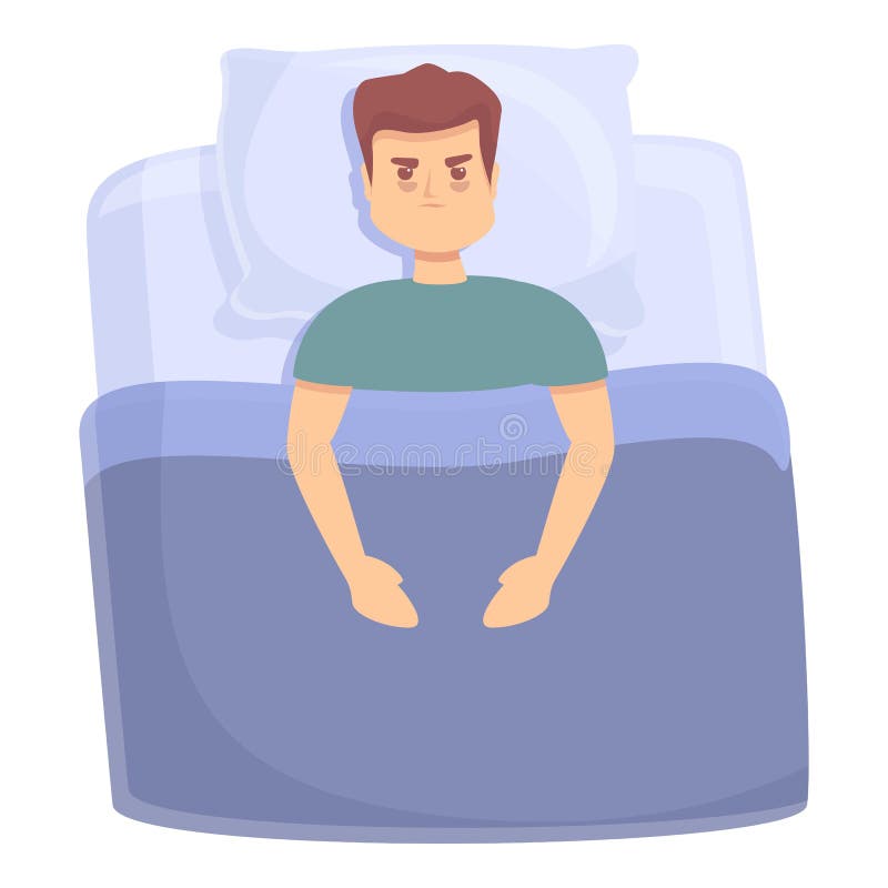 Boy Insomnia Icon Cartoon Vector. Night Bed Stock Vector - Illustration ...