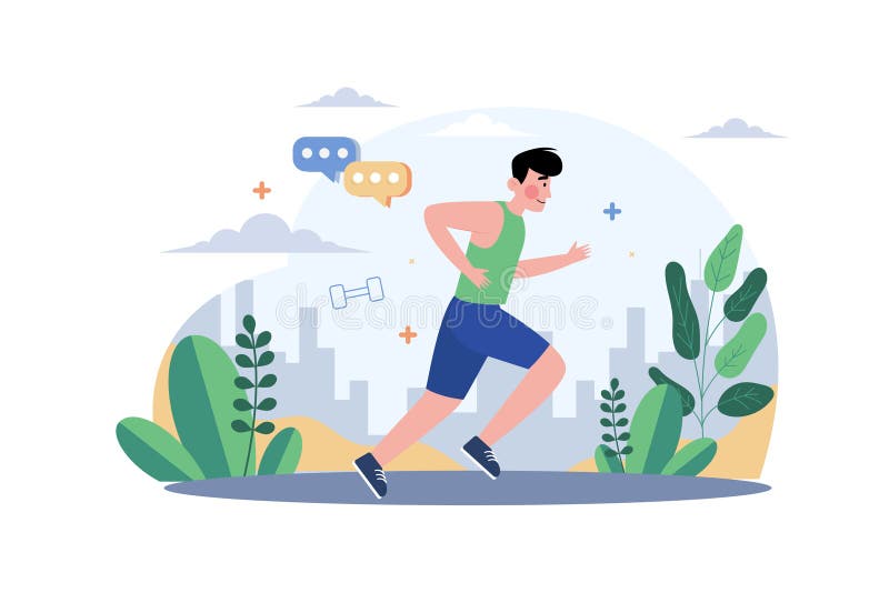 Boy Jogging in the Park Illustration Concept on White Background Stock ...