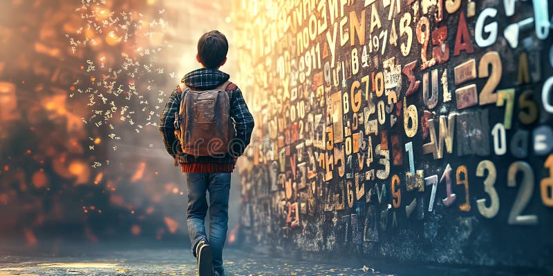 Boy Journey Letters Knowledge Digital Art Background Wallpaper Stock ...