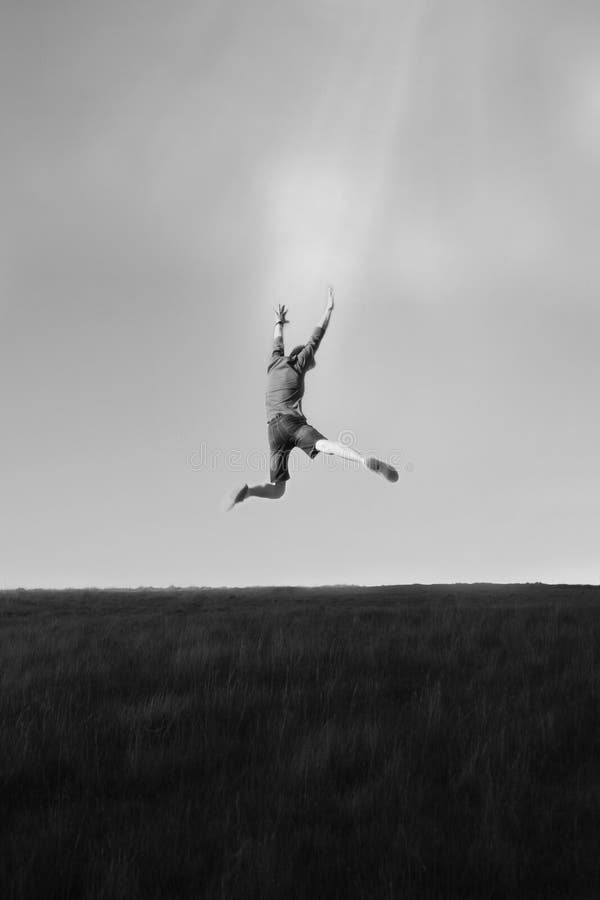 Happy Person Jumping Black And White