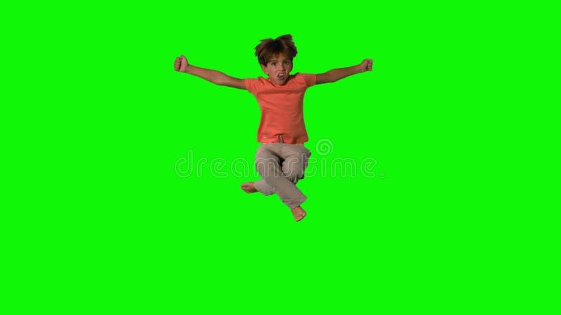 Boy Jumping and Cheering on Green Screen Stock Footage - Video of ...