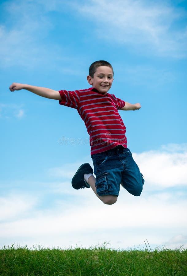 Young Boy Jumping and Shouting Stock Image - Image of weather, outdoors: 2238737
