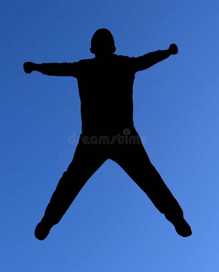 Boy Jumping Silhouette stock photo. Image of blue, silhouette - 575064