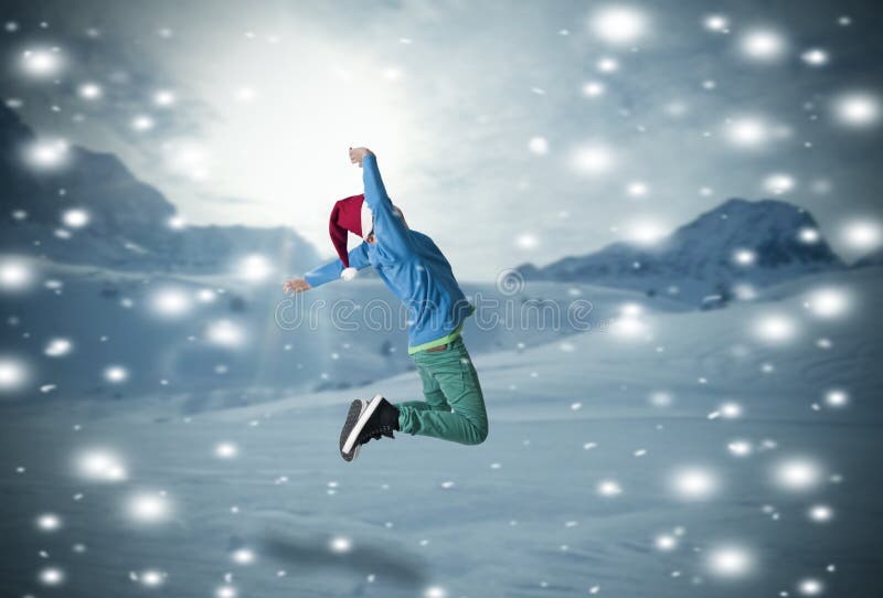 Kids jumping in snow stock image. Image of little, childhood - 31664575