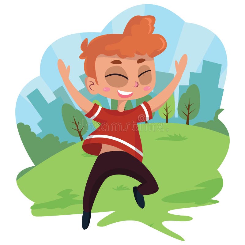 Boy Jumping. Vector Illustration Decorative Design Stock Vector ...