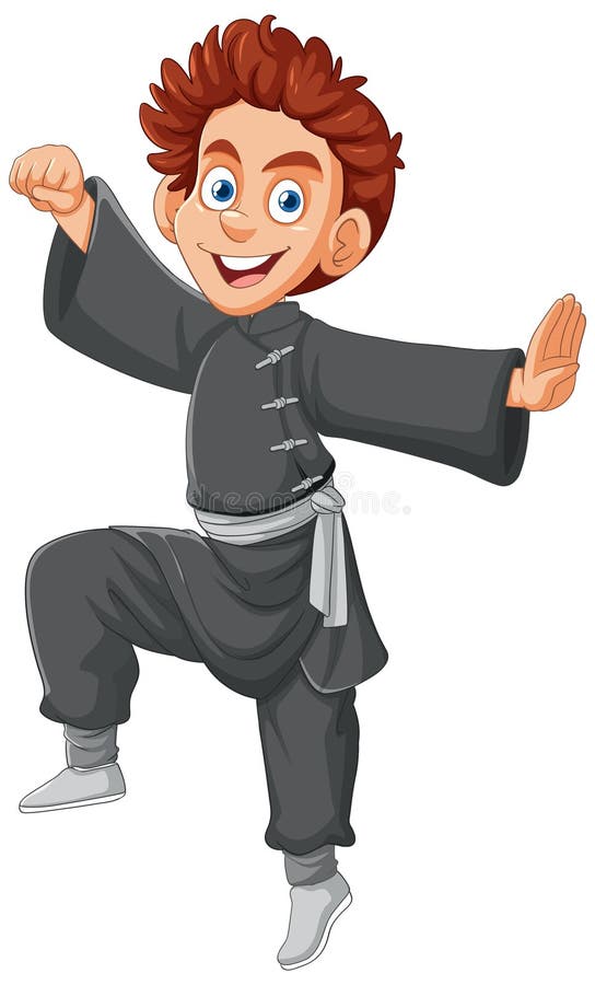 A Boy in Karate Pose with a Joyful Expression Stock Vector ...