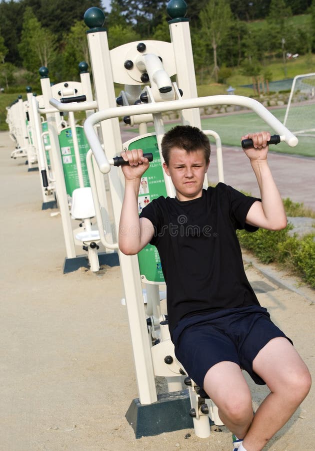 Boy keeping fit stock image. Image of train, park, practice - 15359363