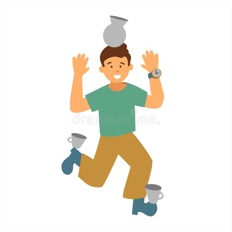 The Boy Keeps Balance and Stands on One Leg. Balance and Play of the ...