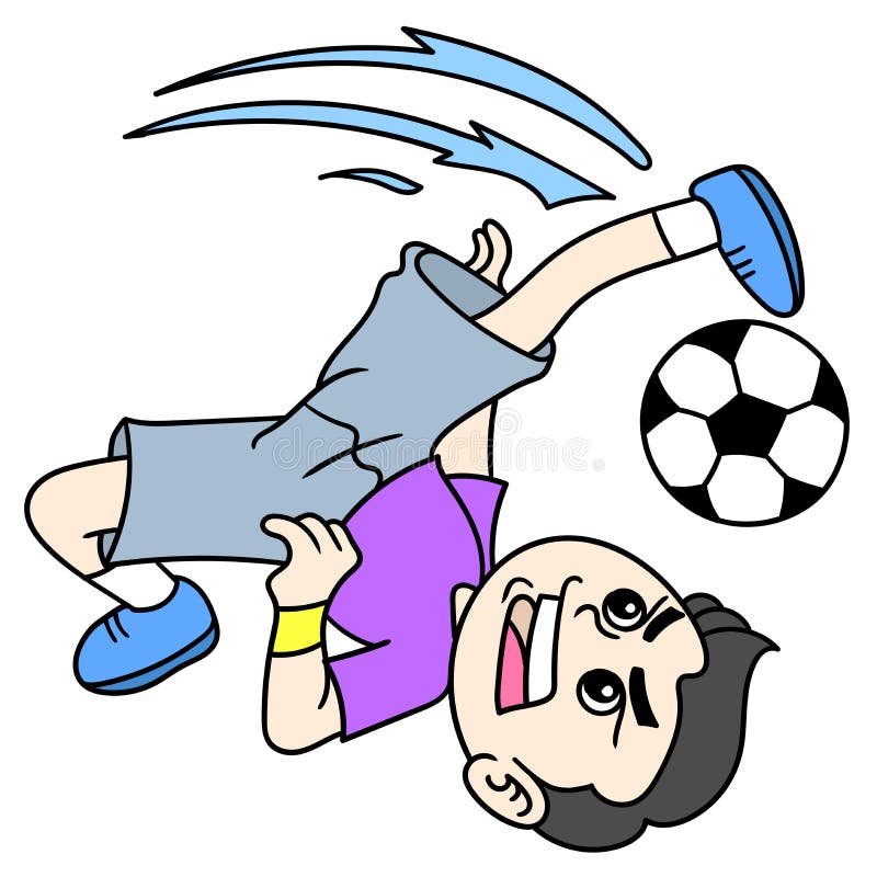 The Boy Kicks the Ball with a Flip, Doodle Icon Image Kawaii Stock ...
