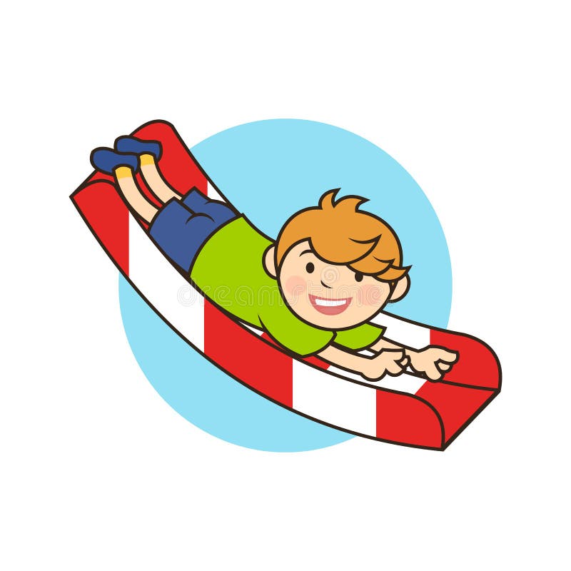 Boy Kid Character on a Childrens Slide Stock Vector - Illustration of ...