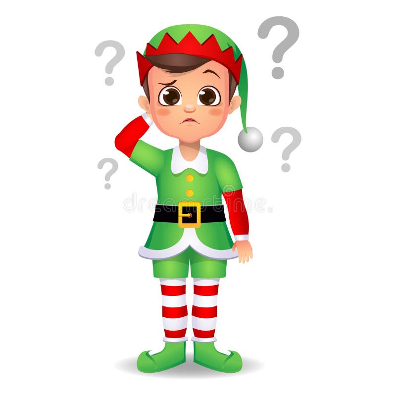 Boy Kid in Elf Dress with Question Mark Stock Illustration ...
