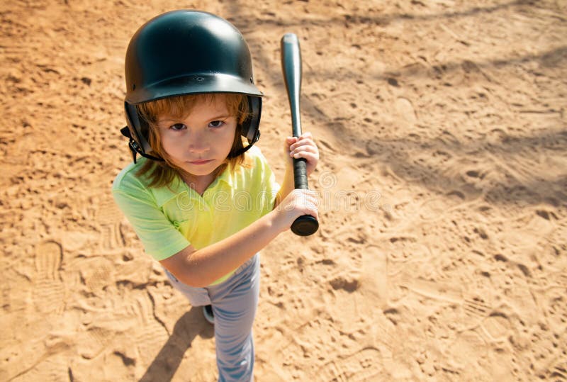 Boy Kid Posing with a Baseball Bat. Portrait of Child Playing Baseball ...