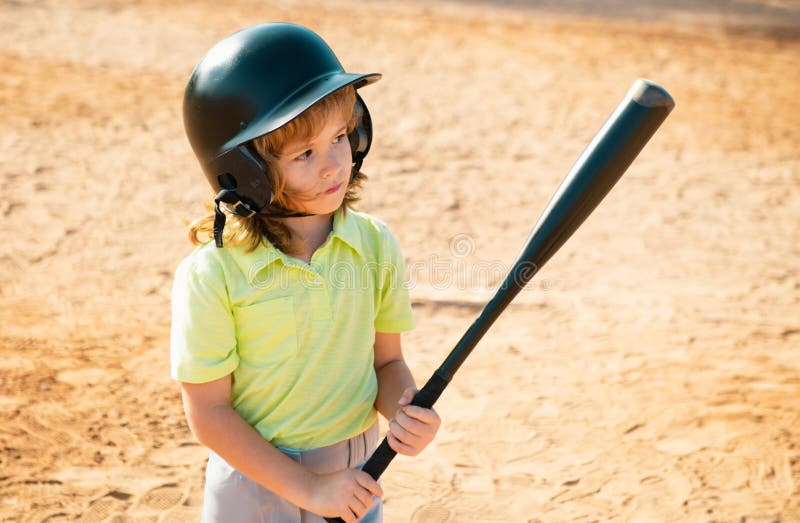 Boy Kid Posing with a Baseball Bat. Portrait of Child Playing Baseball ...