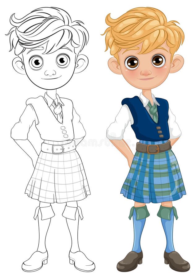 A boy in a kilt stock vector. Illustration of fashion - 324377625