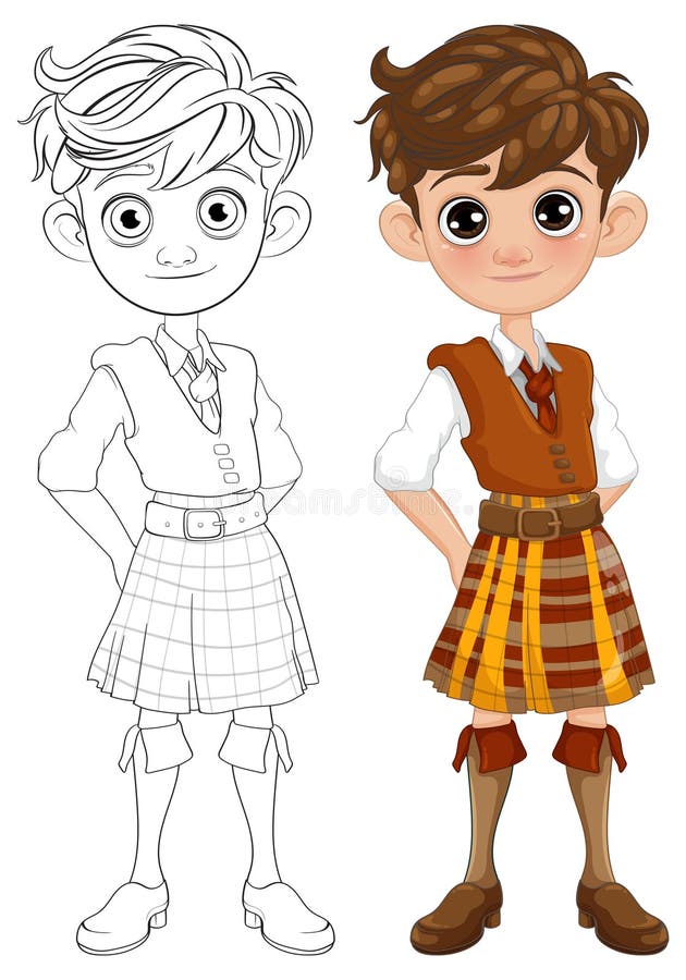 A boy in a kilt stock vector. Illustration of smiling - 324377702