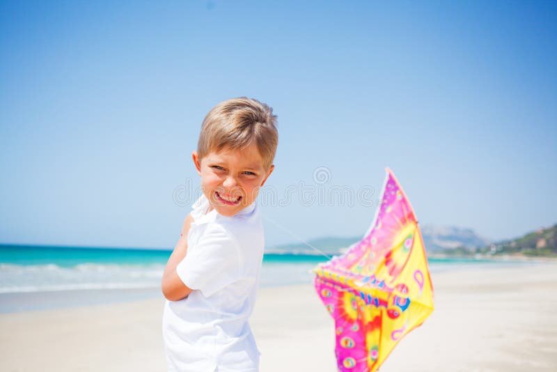 Boy with kite stock image. Image of peaceful, horizon - 49603179