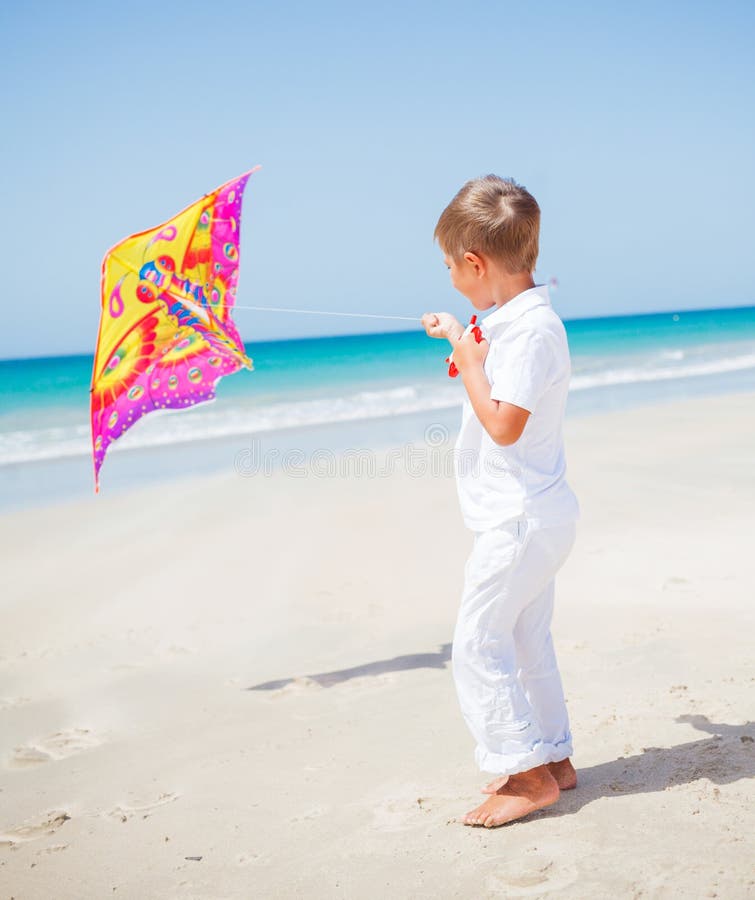 Boy with kite stock image. Image of beach, peaceful, baby - 49646295