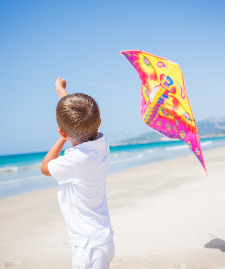Boy with kite stock image. Image of landscape, playful - 50107049